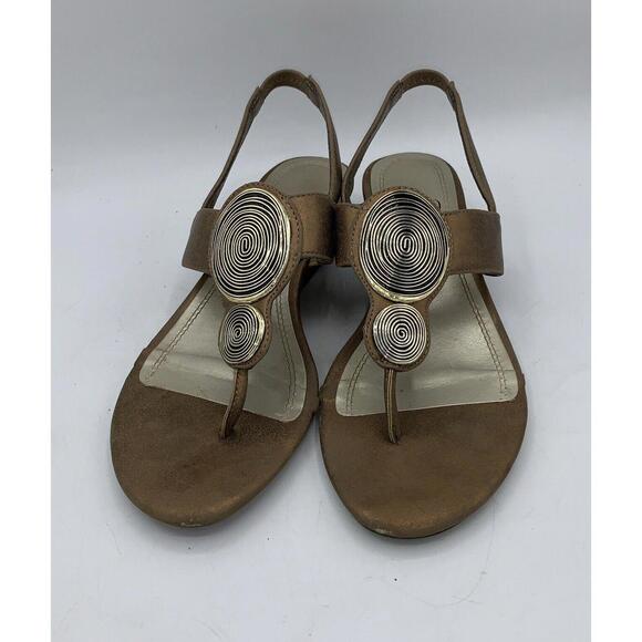 Impo | Shoes | Impo Womans 55 M Silver Copper Gladiator Sling Sandals ...